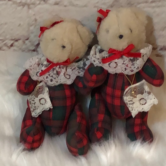 Vintage | Accents | Vintage 989 Studio Five Plush Posable Plaid Bears ...